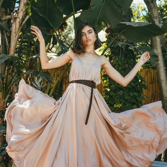 Silk & Salt | Dresses | Go With The Flow Oversized Maxi Dress Champagne ...